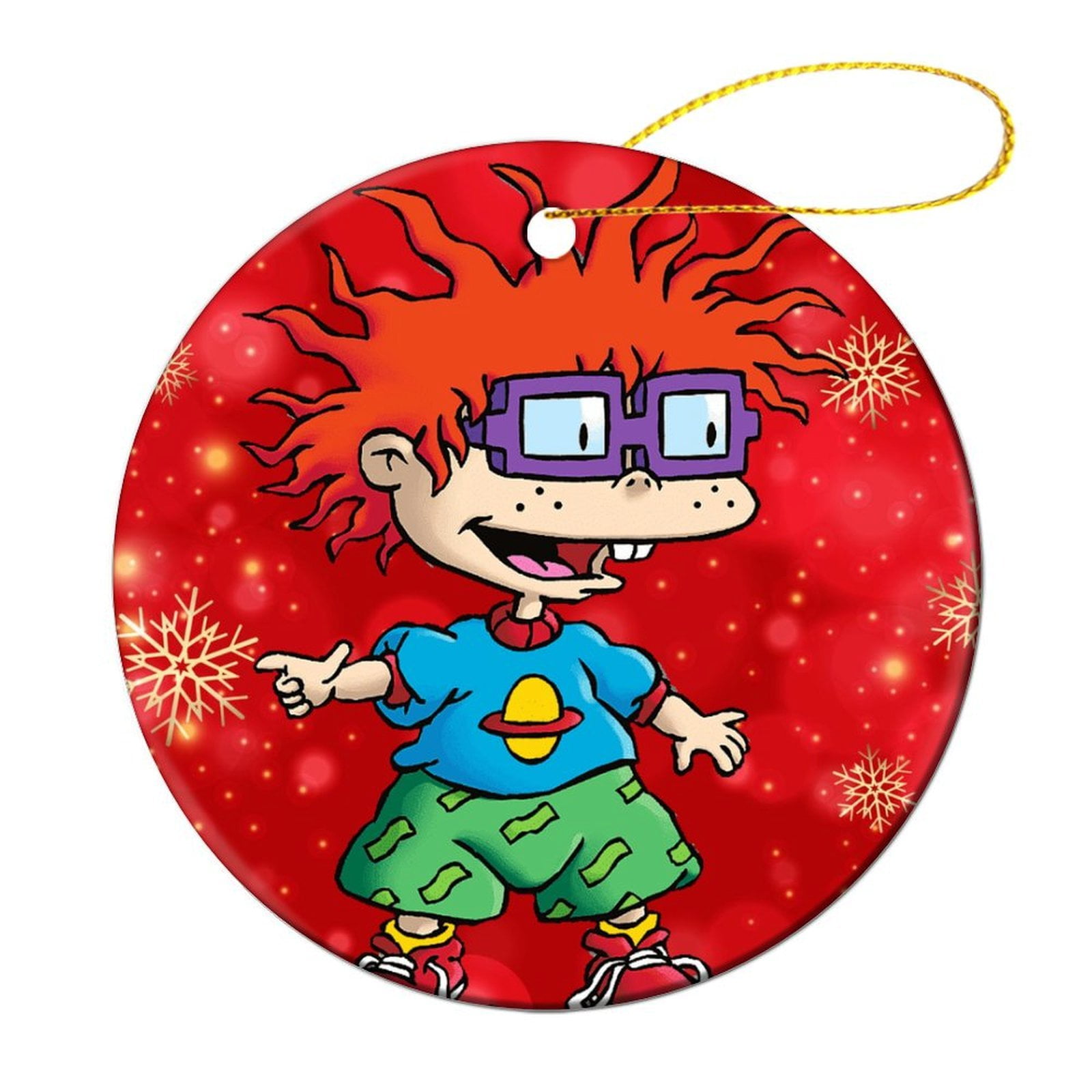 Cartoon Chuckie Rugrats Round Christmas Tree Hanging Decor Ceramic Xmas ...