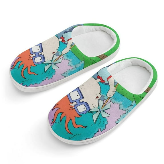 Cartoon Chuckie Rugrats Winter Plush Slippers for Boys Girls Soft Warm ...