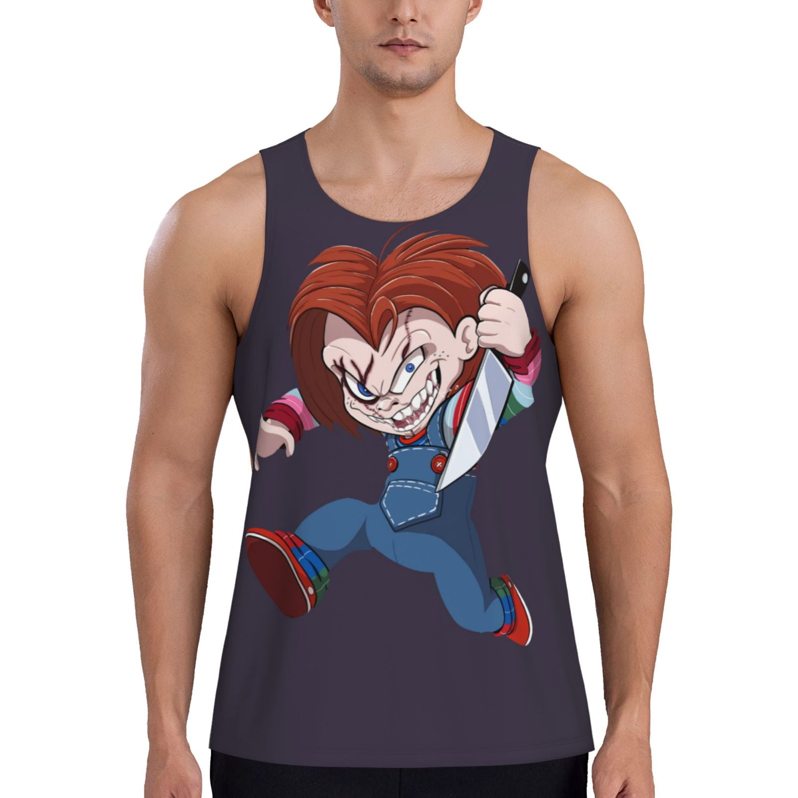 Cartoon Chucky Men's Workout Tank Top Lightweight Soft Quick Drying ...