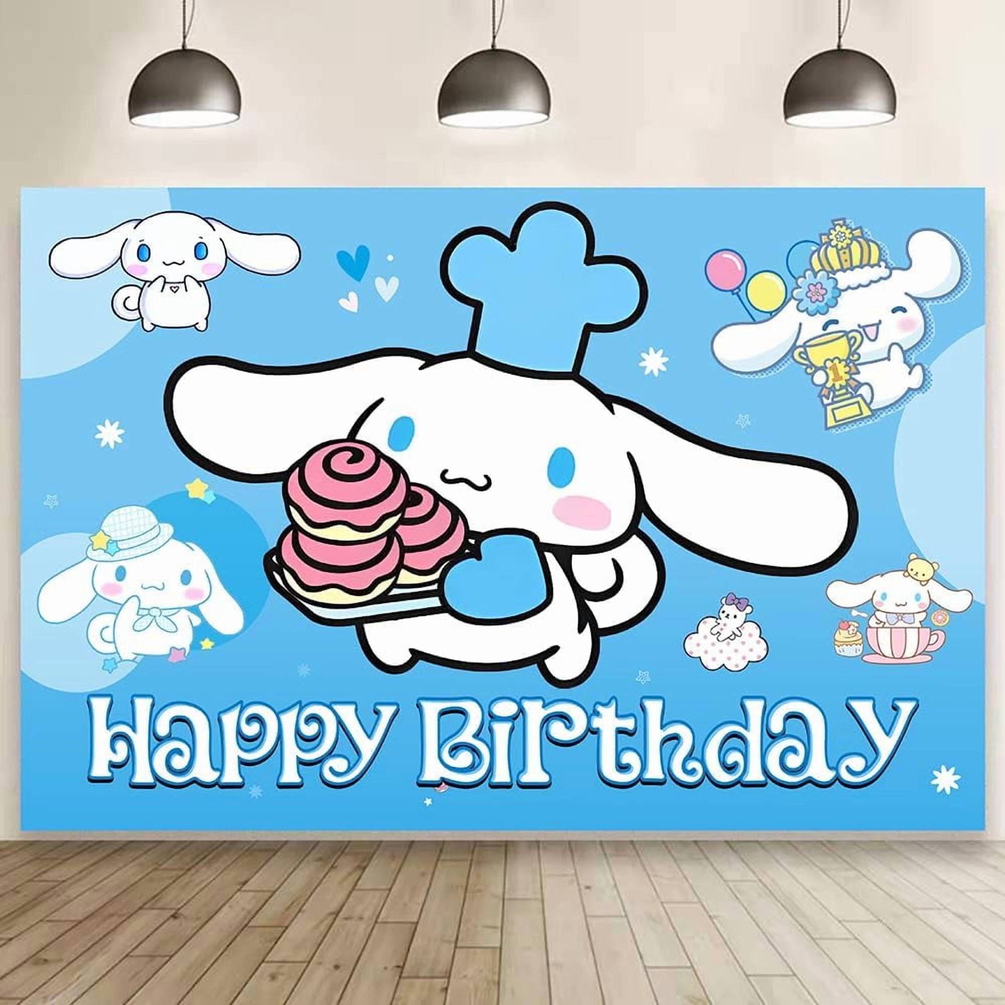 Cartoon Cinnamoroll Birthday Decorations Happy Birthday Banner Backdrop ...