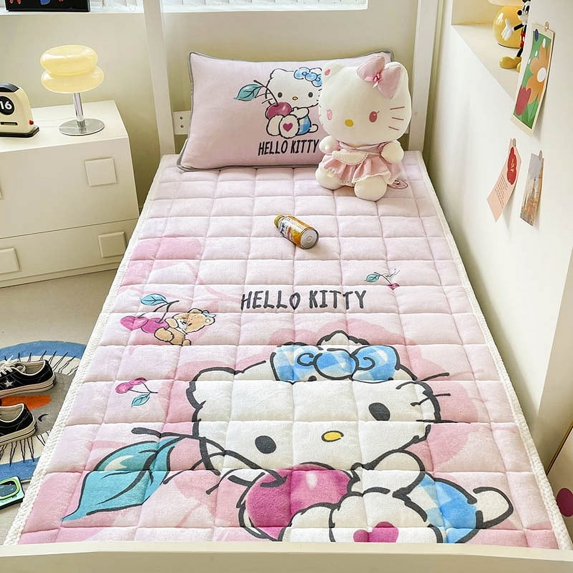Cartoon Cinnamoroll KT Kuromi Milk Fleece Mattress Thickened Non-slip ...