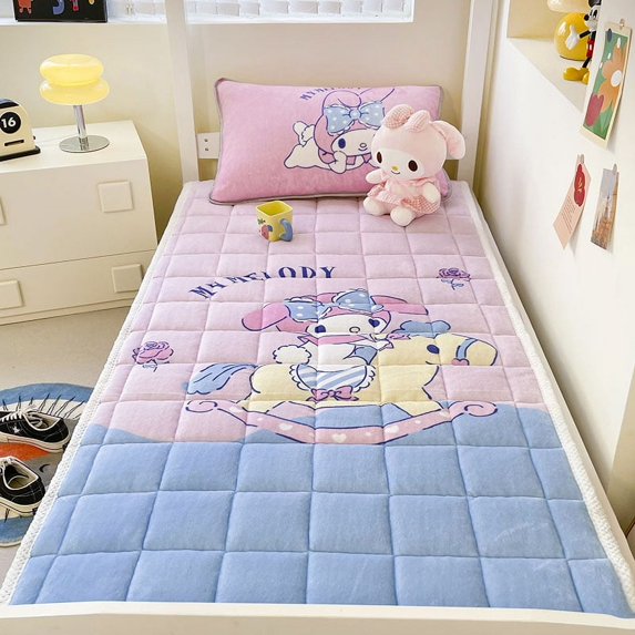Cartoon Cinnamoroll KT Kuromi Milk Fleece Mattress Thickened Non-slip ...