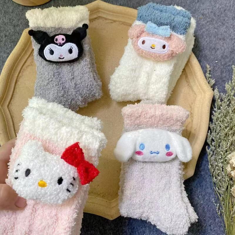 Cartoon Cinnamoroll mid-calf socks Coral velvet socks White Lolita cute ...