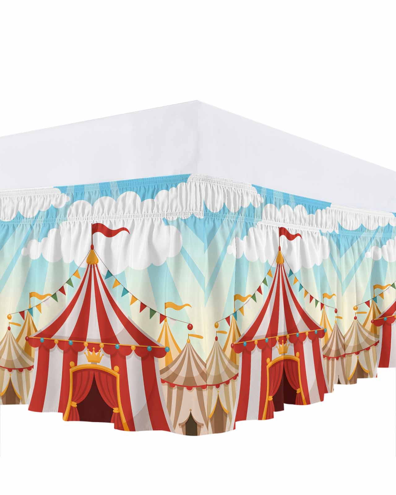 Cartoon Circus Ruffle Bed Skirt King Size Carnival Tent Playground ...