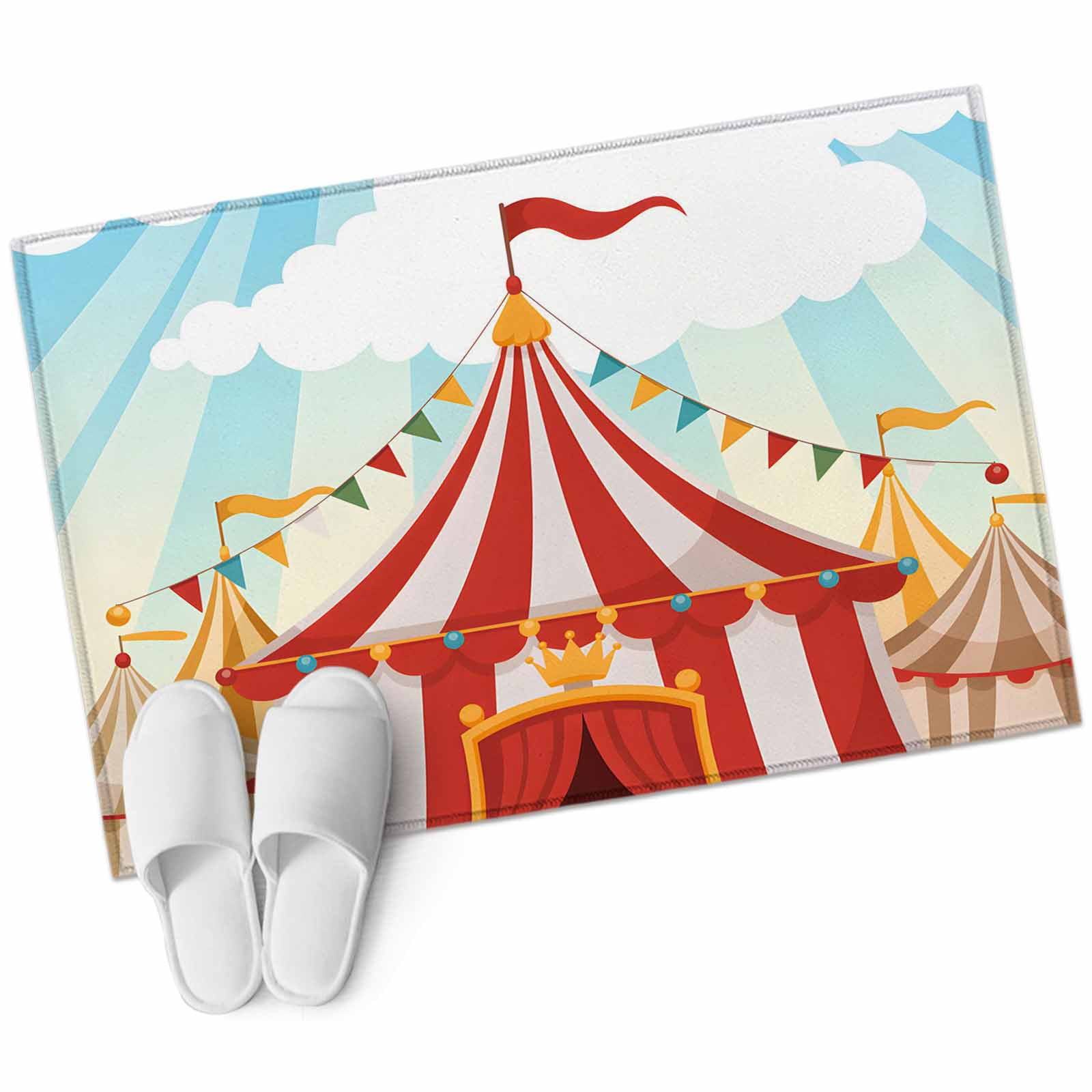 Cartoon Circus Washable Area Rug 2x3 ft Carnival Tent Playground Cloudy ...
