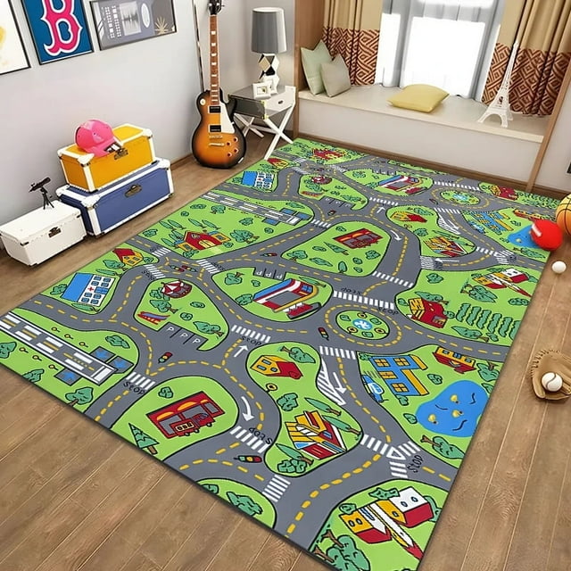Cartoon City Map Traffic Carpet Living Room Area Rug Carpet Bedroom ...