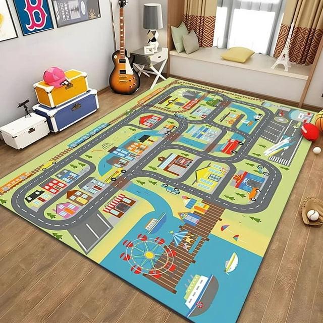 Cartoon City Map Traffic Carpet Living Room Area Rug Carpet Bedroom ...