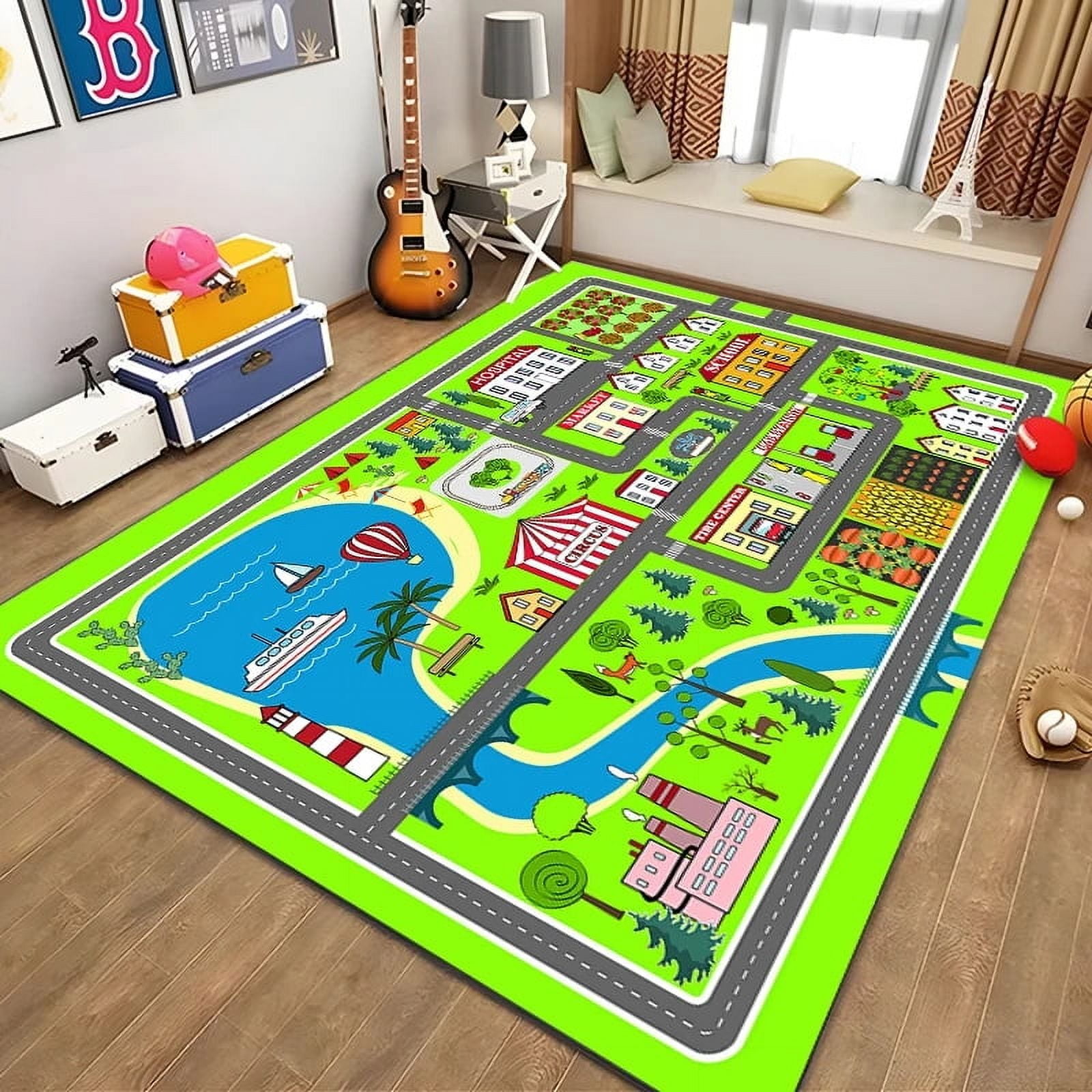 Cartoon City Map Traffic Carpet Living Room Area Rug Carpet Bedroom ...