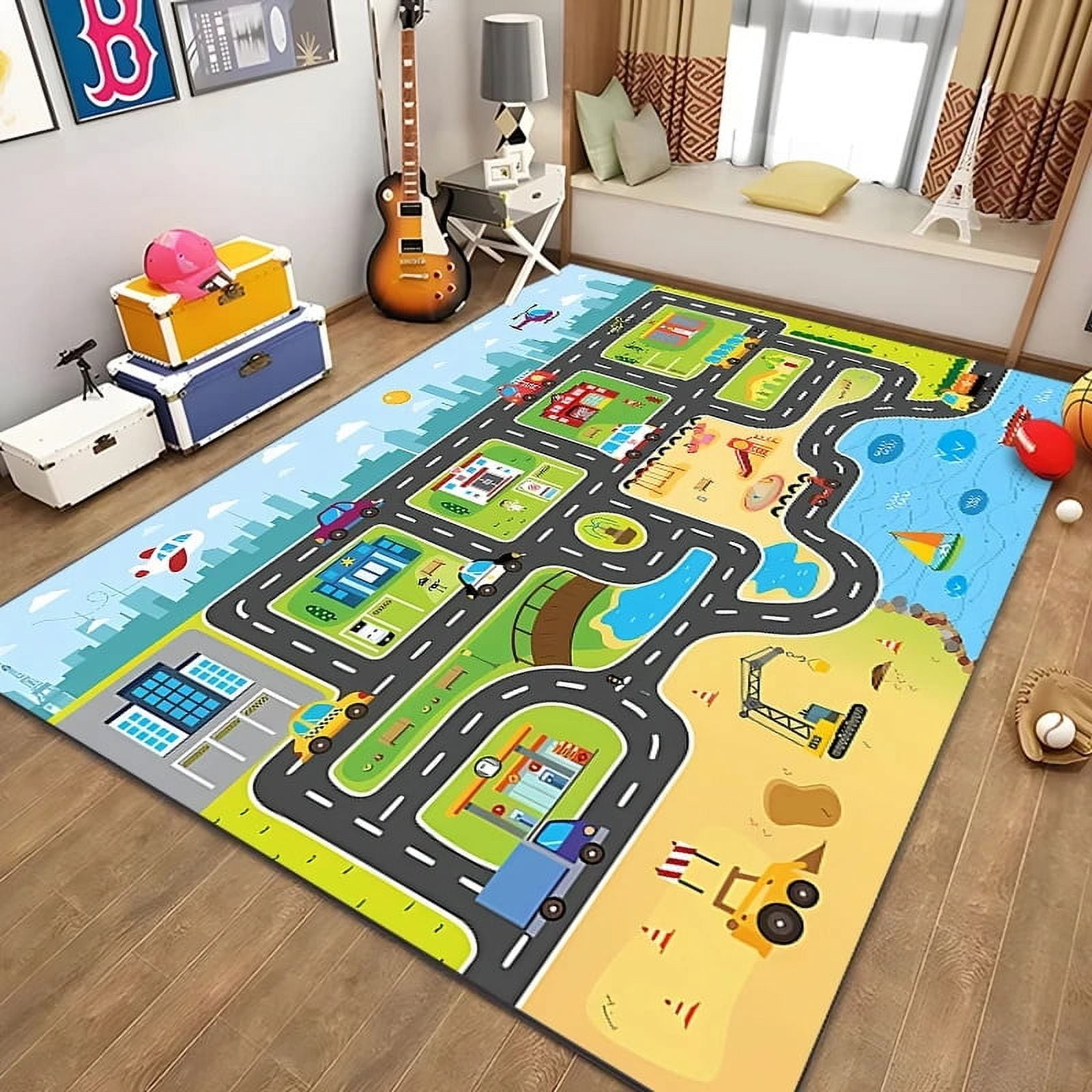 Cartoon City Map Traffic Carpet Living Room Area Rug Carpet Bedroom ...