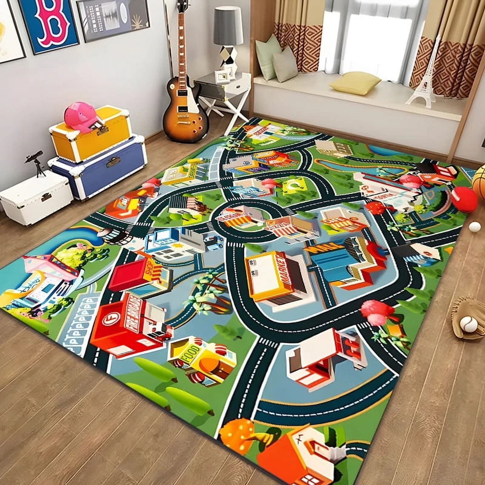 Cartoon City Map Traffic Carpet Living Room Area Rug Carpet Bedroom ...