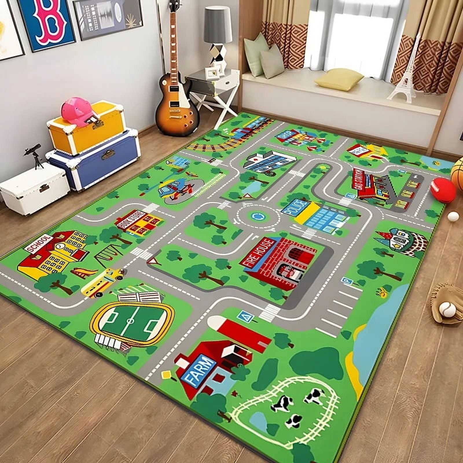 Cartoon City Map Traffic Carpet Living Room Area Rug Carpet Bedroom ...