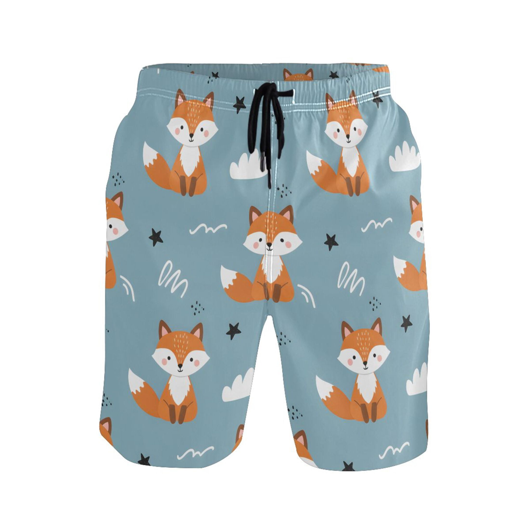 Cartoon Cloud Fox Pattern Mens Swim Trunks Quick Dry Board Shorts ...