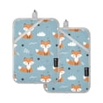 Cartoon Cloud Fox Pattern Pot Holder Set 2 Piece Non-Slip Oven Hot Pads ...