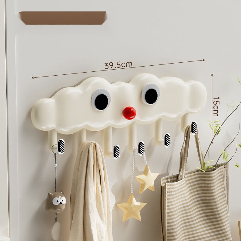 Cartoon Cloud-Shaped Over-the-Door Hook Rack with 6 Hooks, No-Drill ...