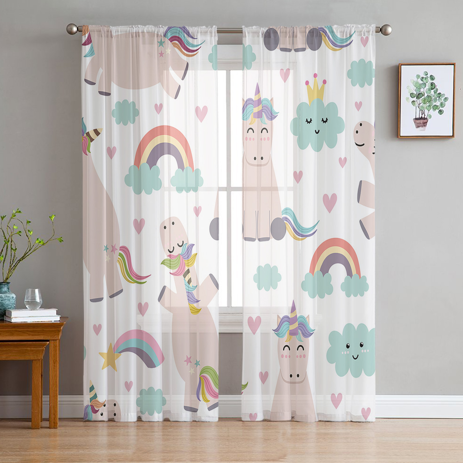 Cartoon Clouds And Stars Sheer Curtain for Living Room Bedroom Voile ...