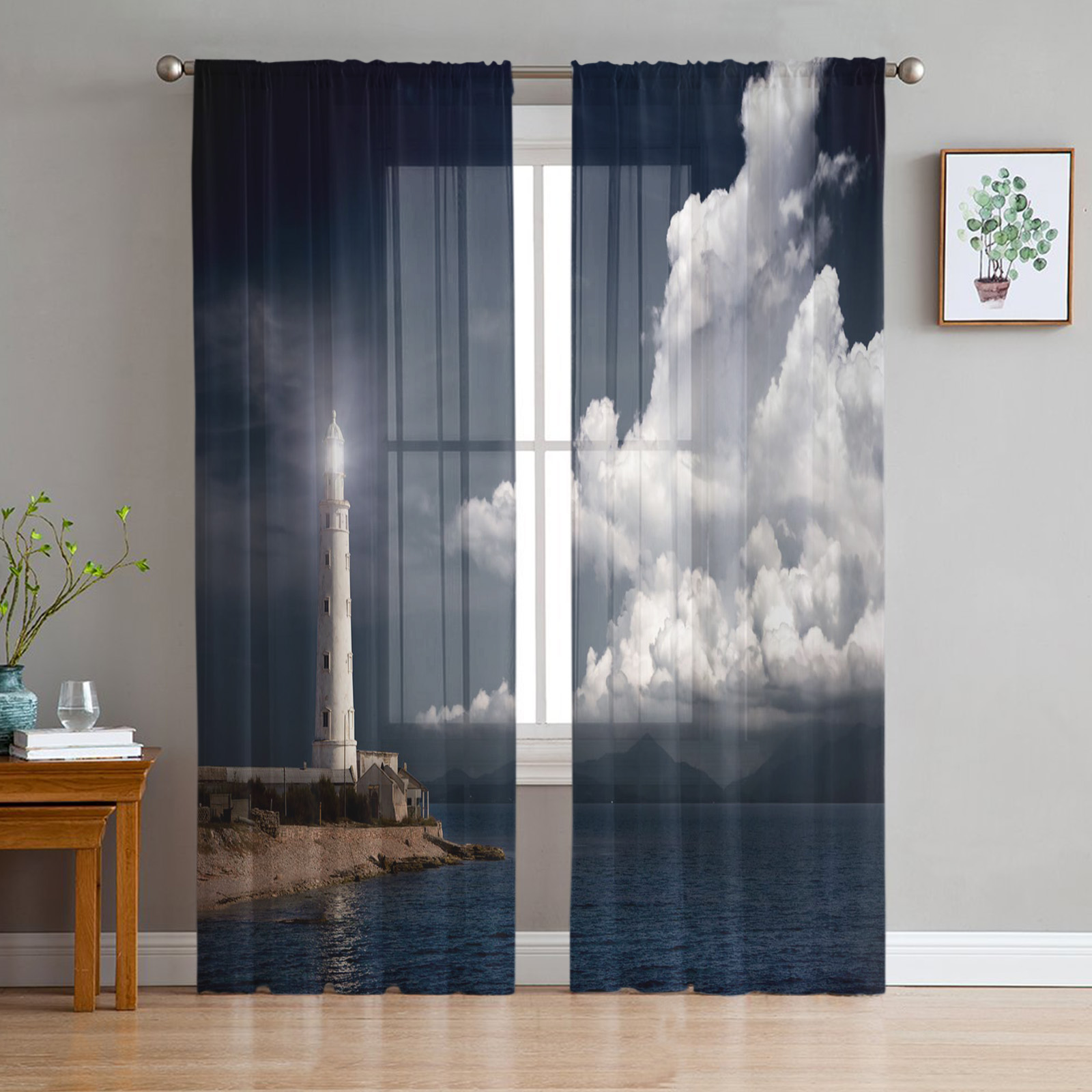 Cartoon Clouds And Stars Sheer Curtain for Living Room Bedroom Voile ...