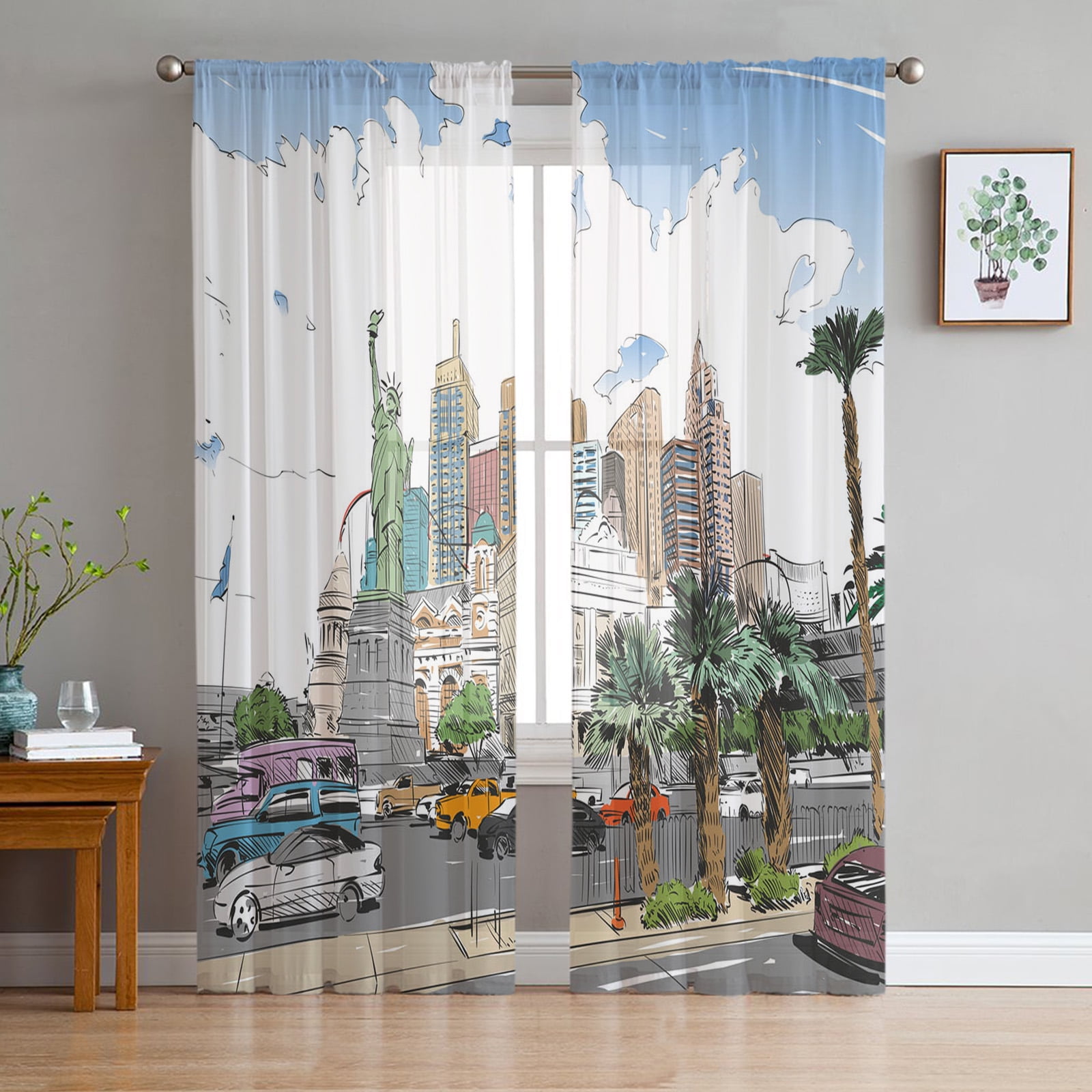 Cartoon Clouds And Stars Sheer Curtain for Living Room Bedroom Voile ...