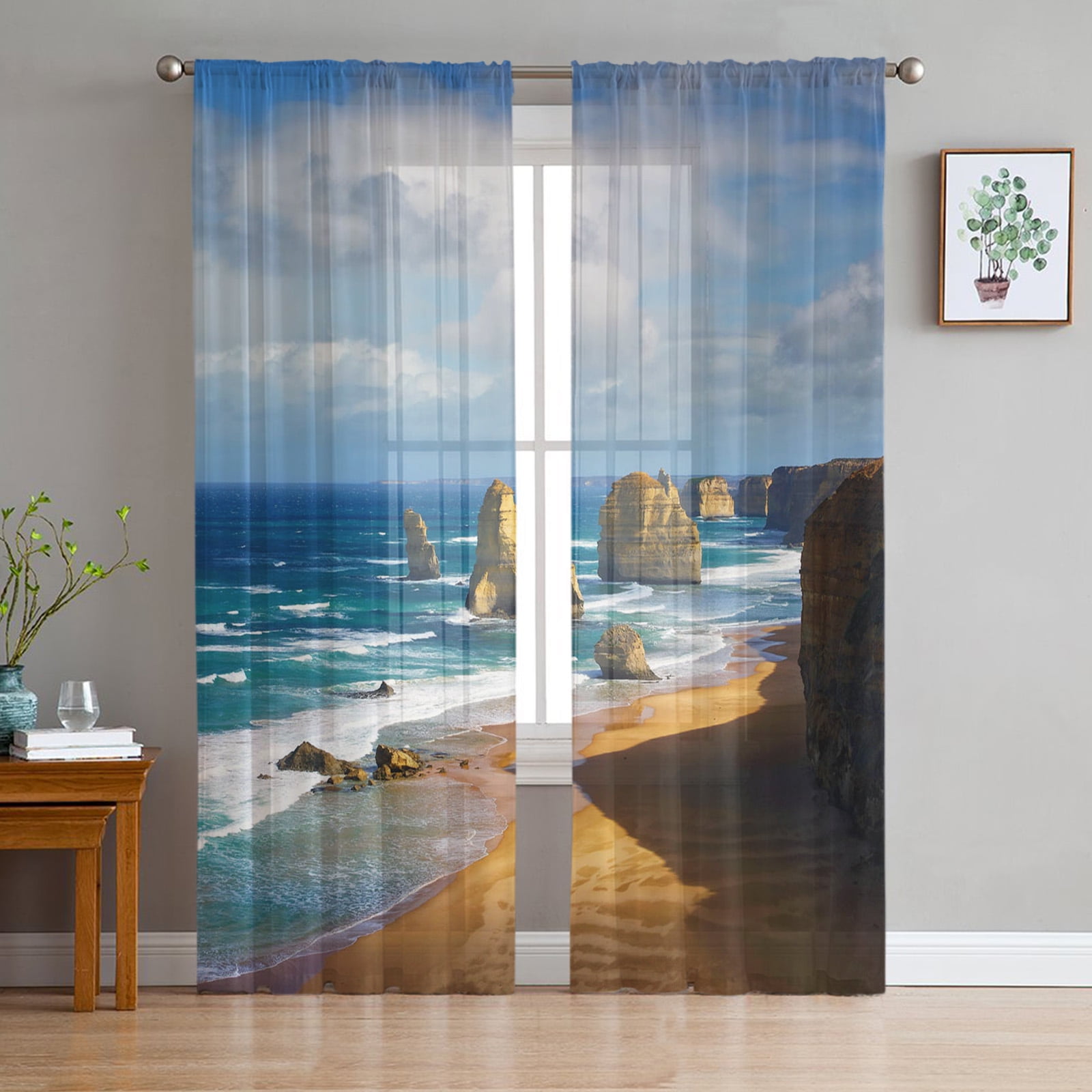 Cartoon Clouds And Stars Sheer Curtain for Living Room Bedroom Voile ...