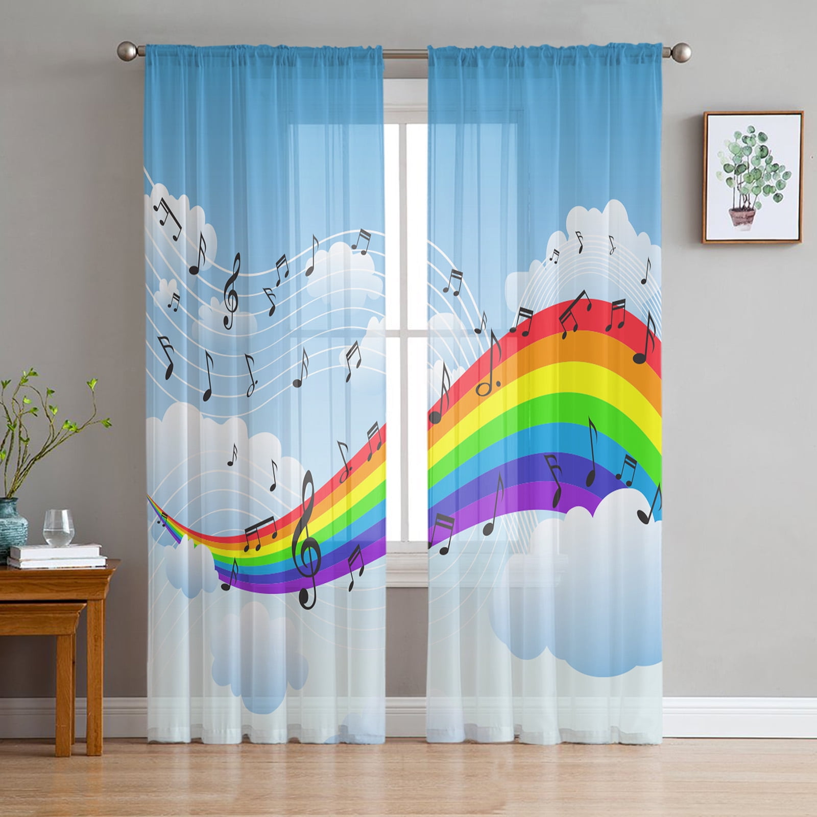 Cartoon Clouds And Stars Sheer Curtains Window Curtains for Living Room ...