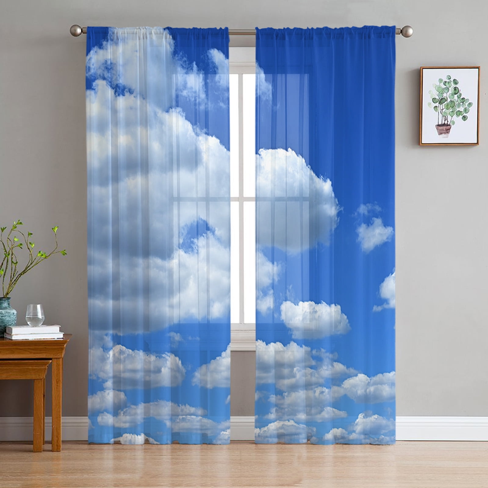 Cartoon Clouds And Stars Sheer Curtains Window Curtains for Living Room ...