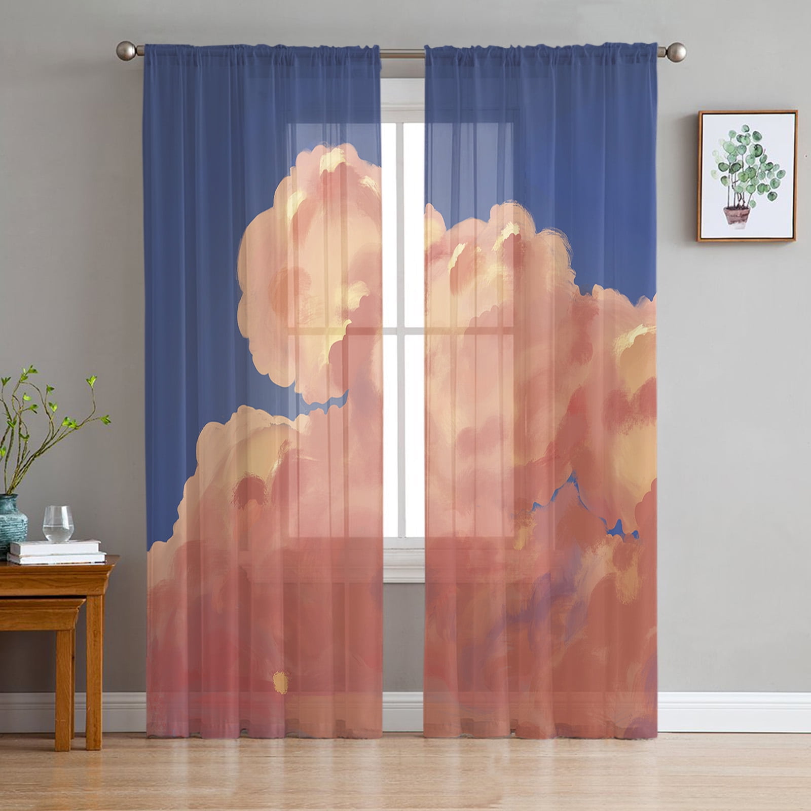 Cartoon Clouds And Stars Sheer Curtains Window Curtains for Living Room ...