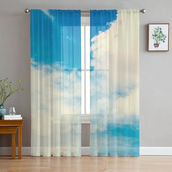Cartoon Clouds And Stars Sheer Curtains Window Curtains for Living Room ...