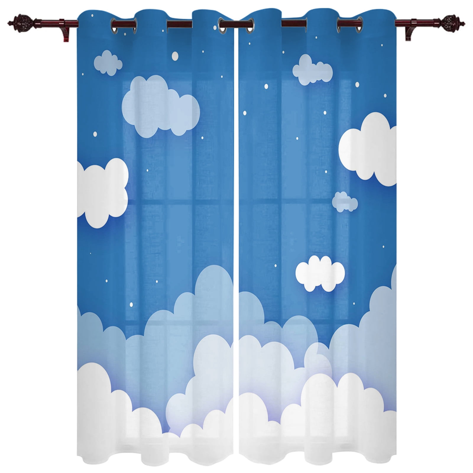 Cartoon Clouds And Stars Window Curtains for Living Room Bedroom Luxury ...