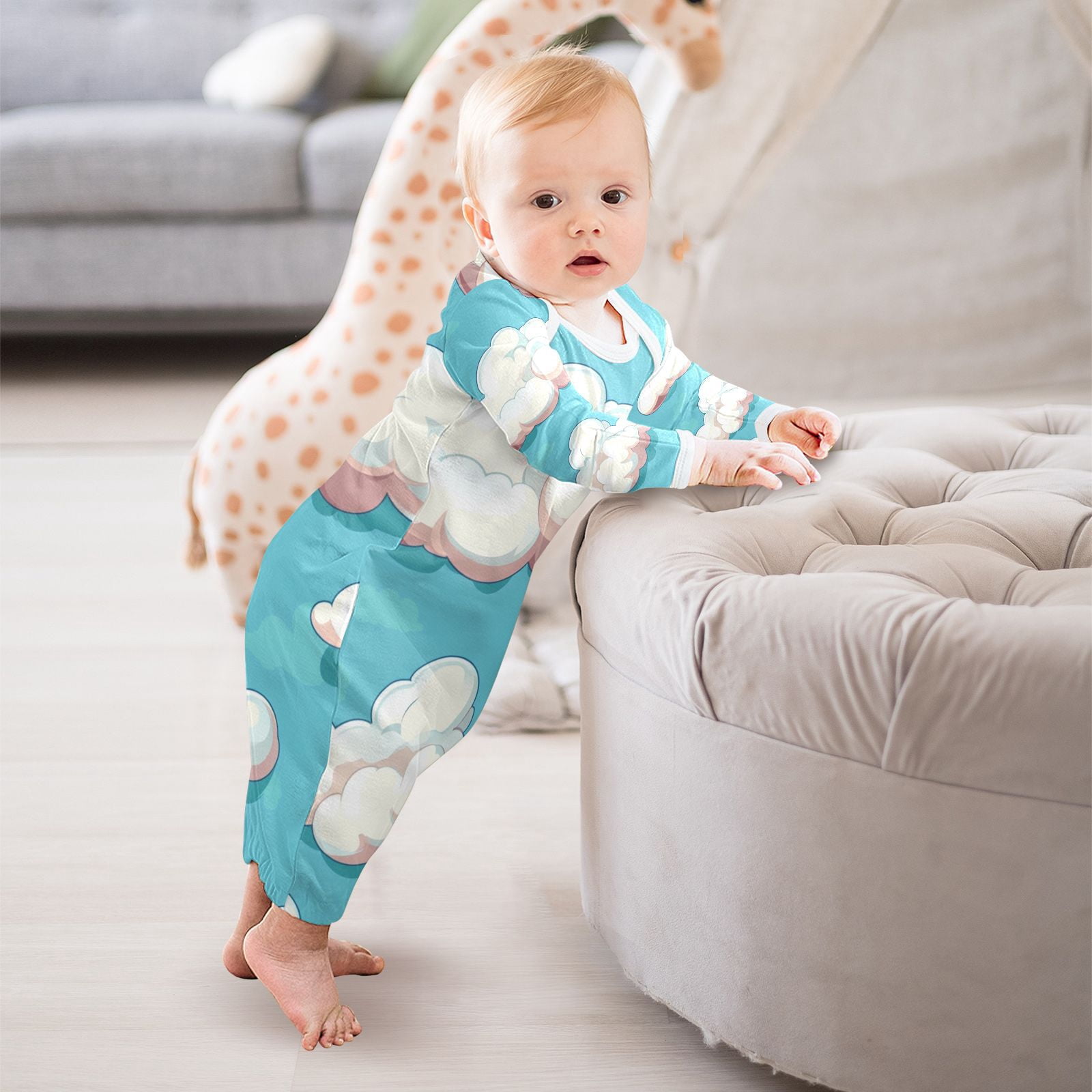 Cartoon Clouds Newborn Baby Sleeper Gowns Baby Nightdress Cotton Long ...