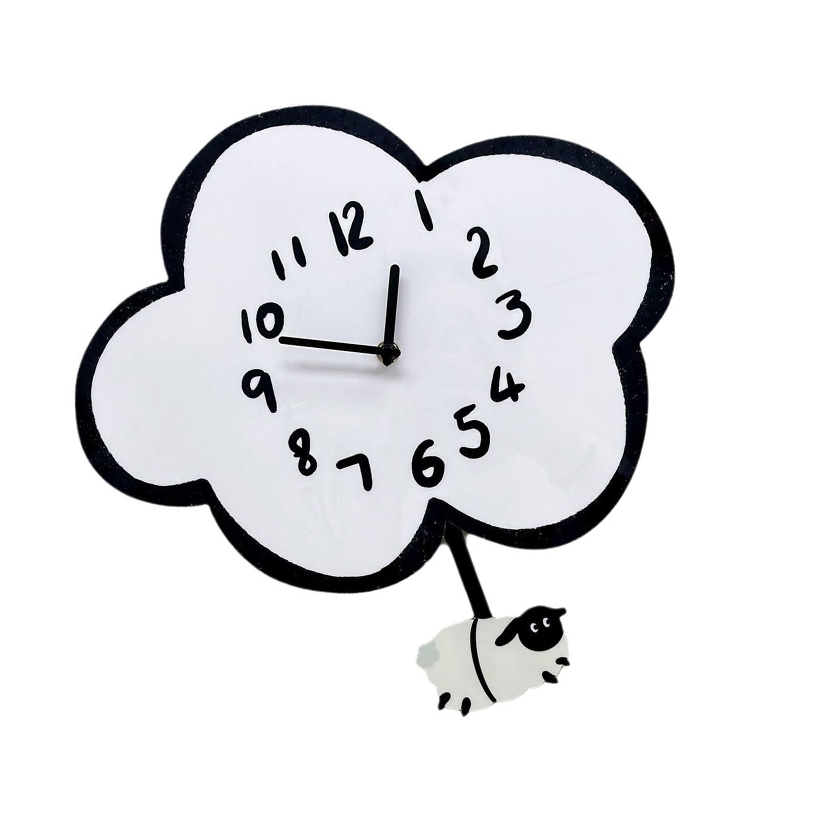 Cartoon Clouds Sheep Quiet Movement Swing Pendulums Wall Clock for Home ...