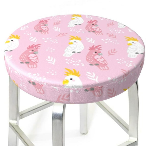 Cartoon Cockatoo Cute Parrot Pink Bar Stool Covers - Stretch Round Seat ...