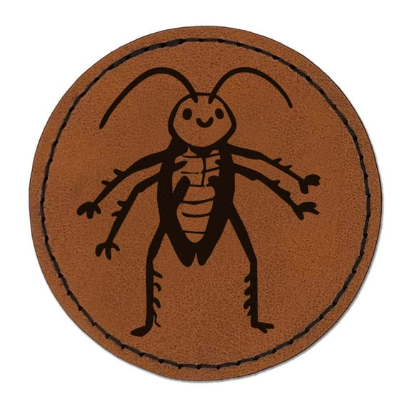 Cartoon Cockroach Bug Insect Vermin Pest Round Iron-On Engraved Faux ...