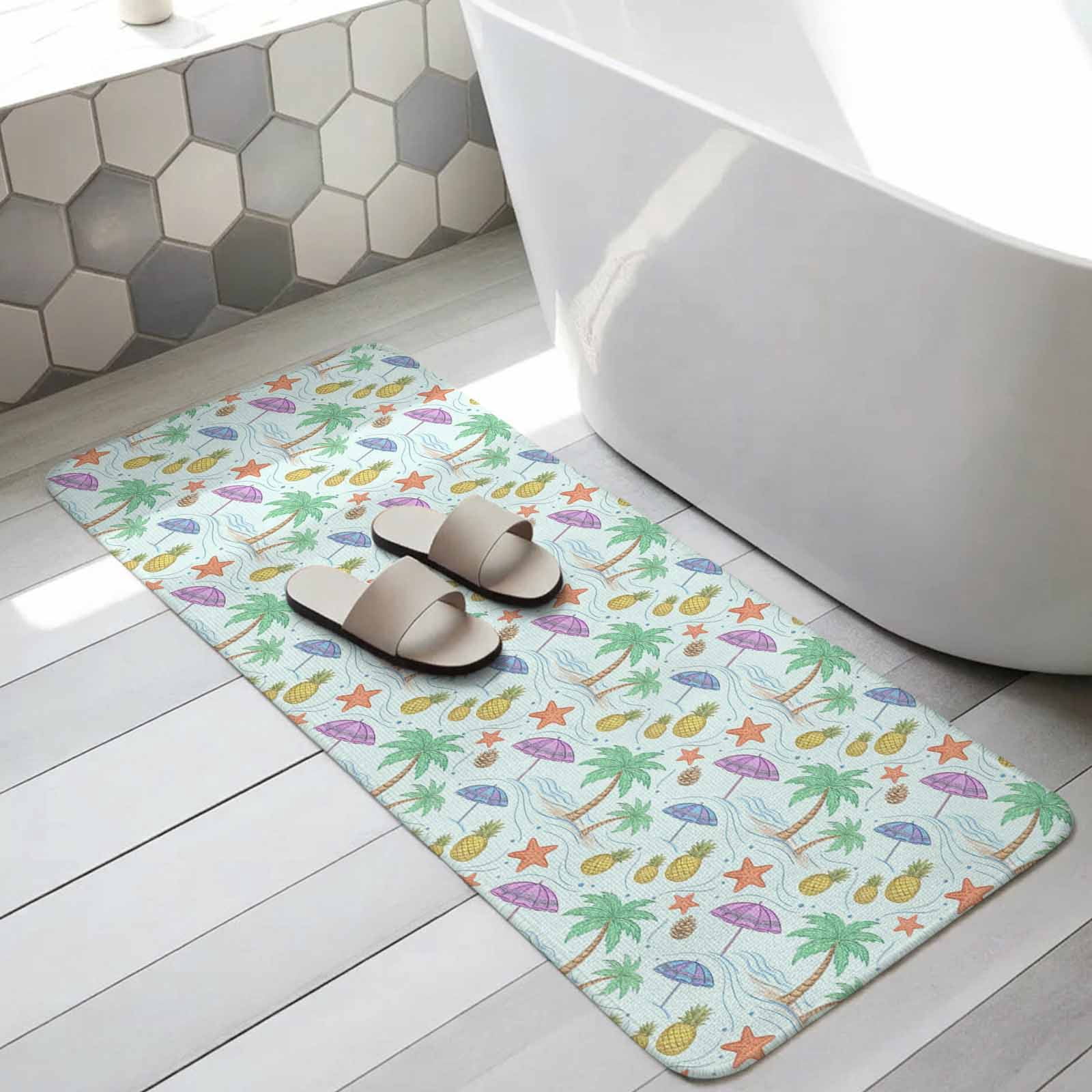 Cartoon Coconut Trees Bathroom Runner Rugs Non Slip Washable Absorbent ...