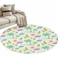 Cartoon Coconut Trees Round Rug 3ft Washable Circle Entryway Rugs Non ...