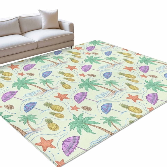 Cartoon Coconut Trees Washable Rug 2.7x5 Area Rug for Living Room ...