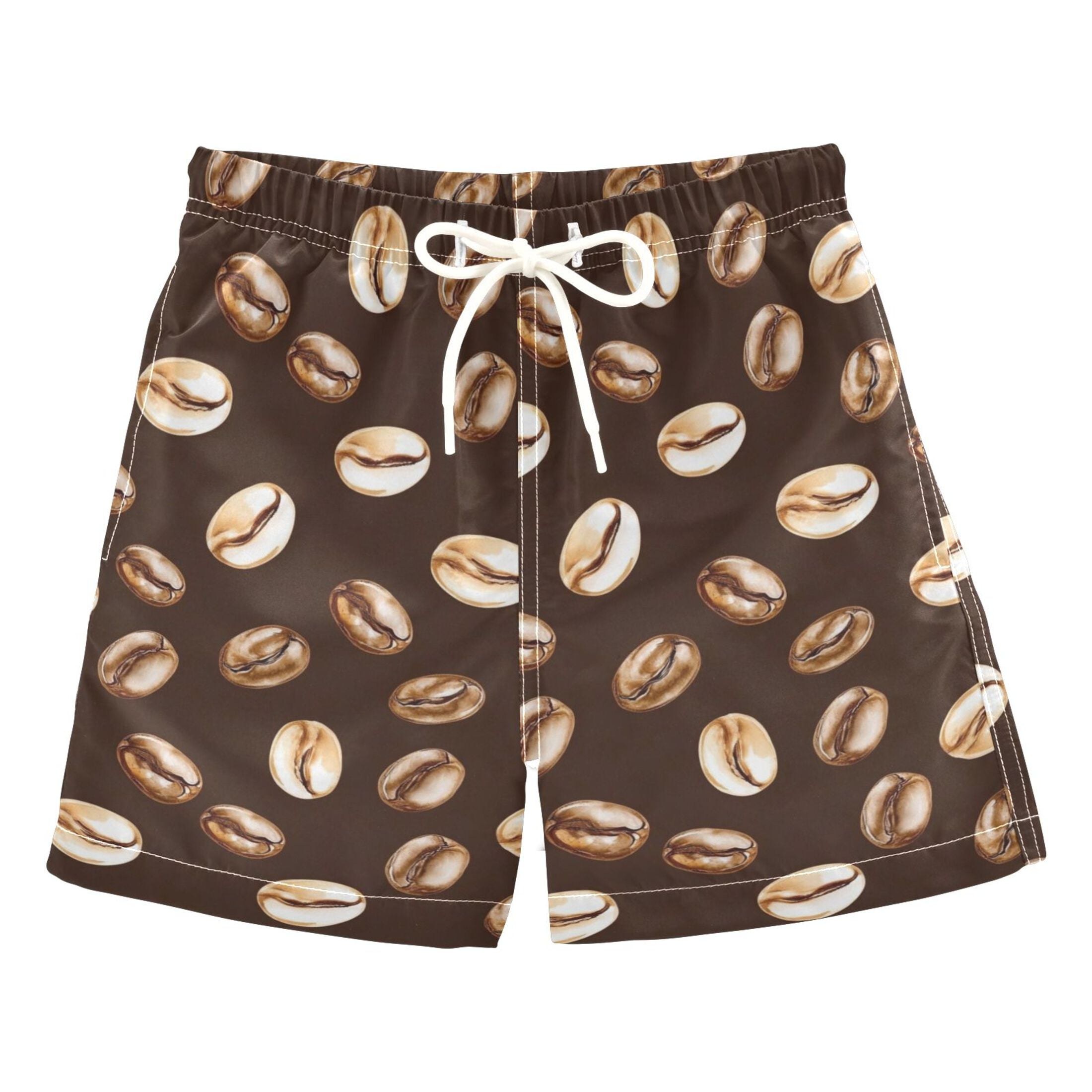 Cartoon Coffee Bean Boys Swim Trunks Quick Dry Boy Swim Shorts for 3-14 ...