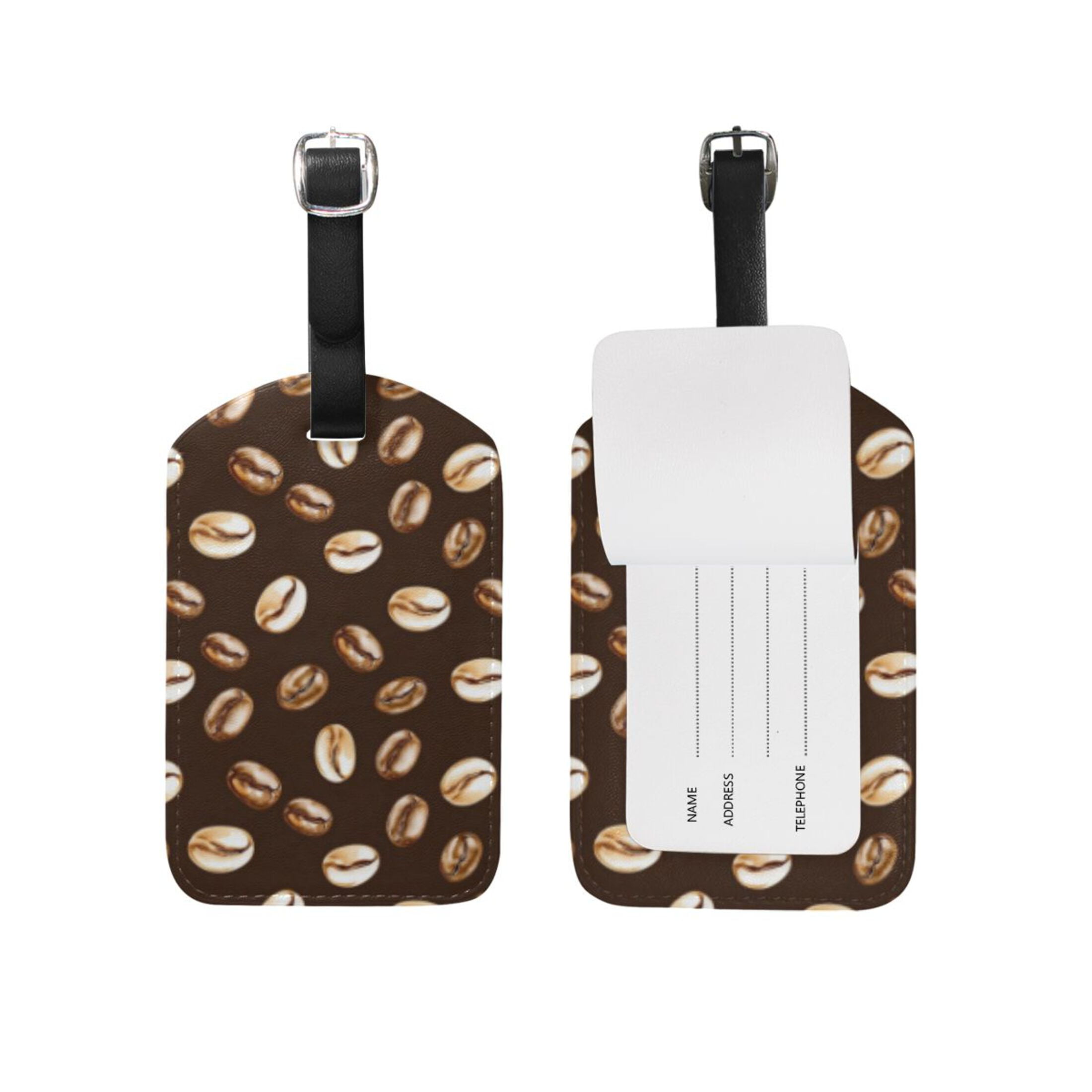 Cartoon Coffee Bean Luggage Tags PU Leather Name ID Labels for Suitcase ...