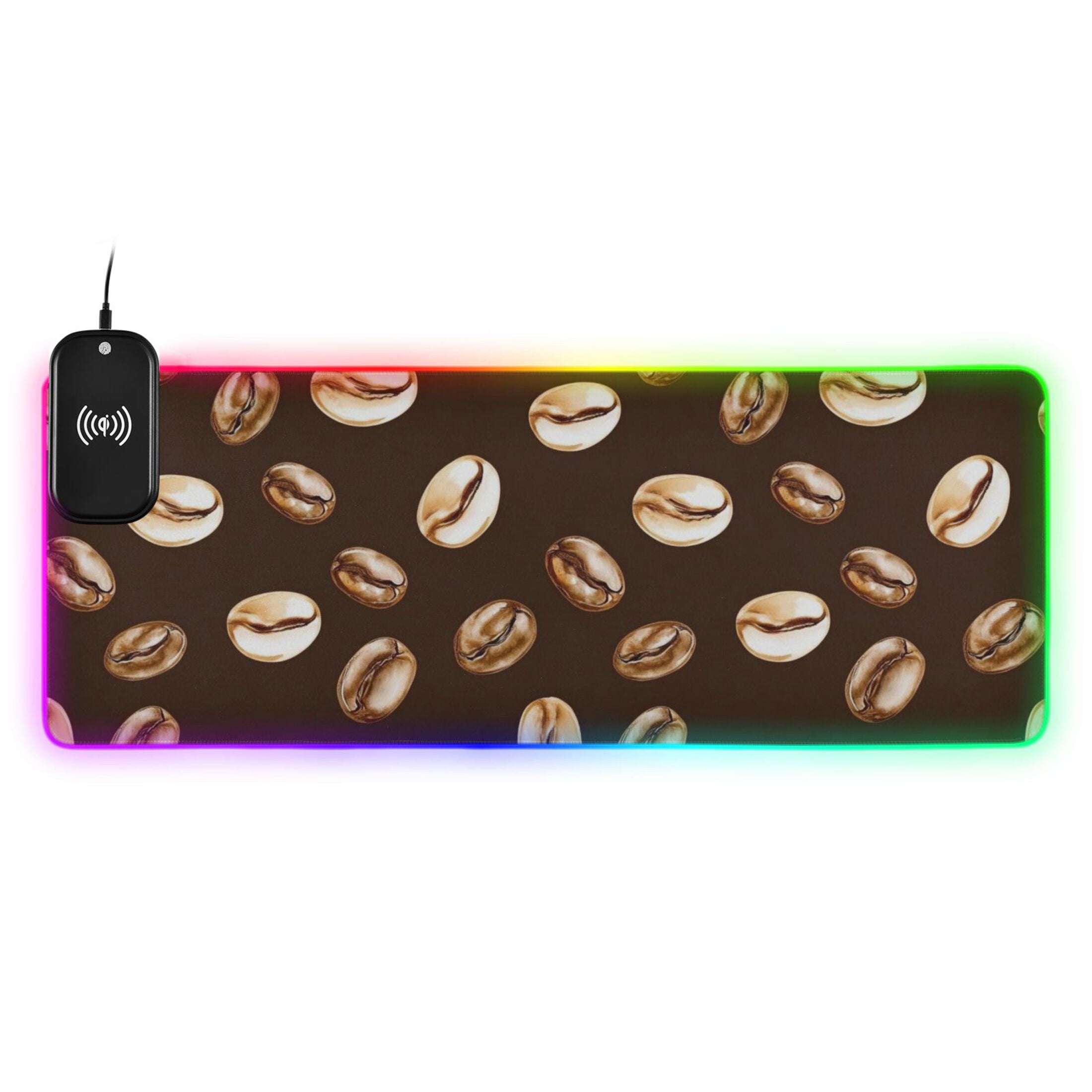 Cartoon Coffee Bean Wireless Charging RGB Gaming Mouse Pad Large ...