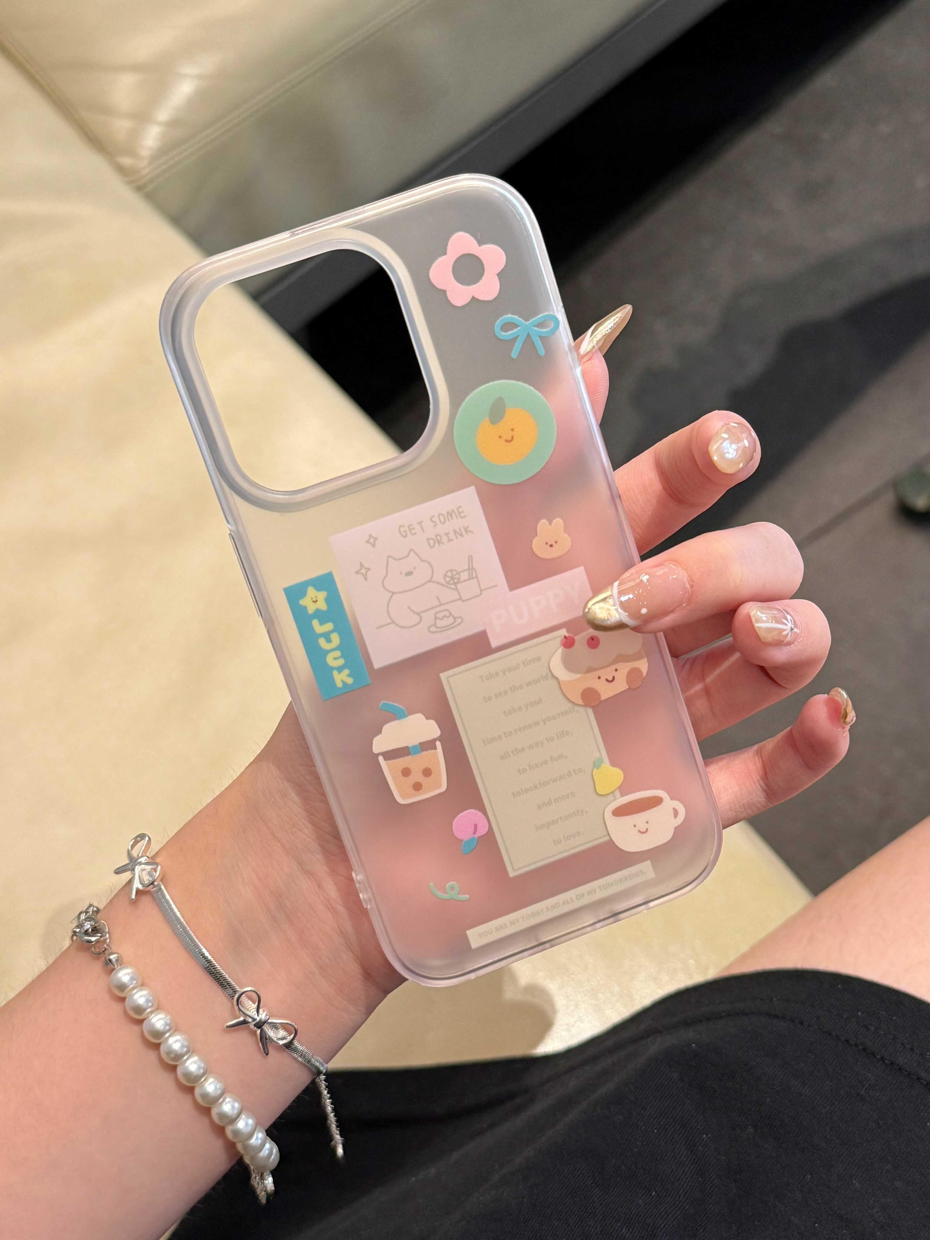 Cartoon Coffee Stand Holder Phone Case Matte Cover For Iphone 15ProMax ...