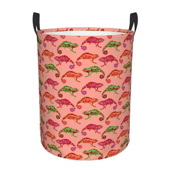Cartoon Color Cute Lizard Green Laundry Basket with Handles ...