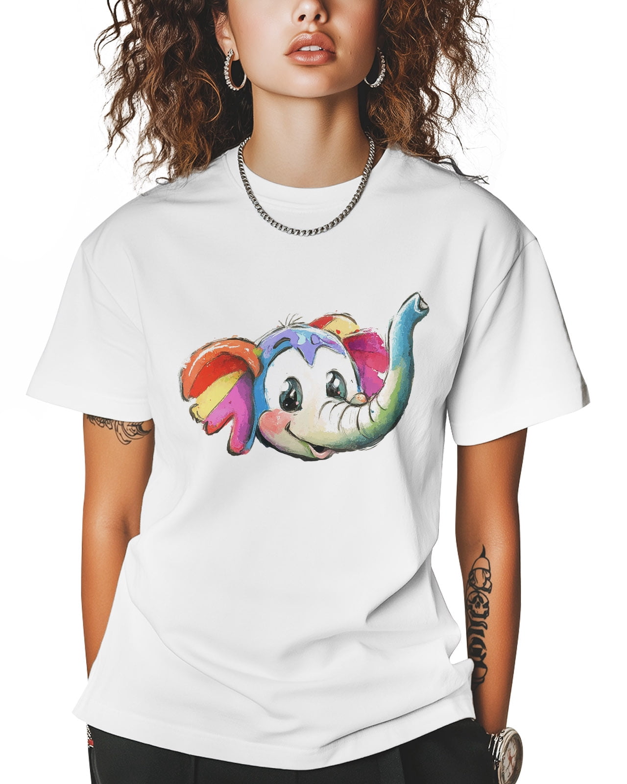 Cartoon Color T Shirts for Women Short Sleeve Cotton Crewneck T-Shirt ...