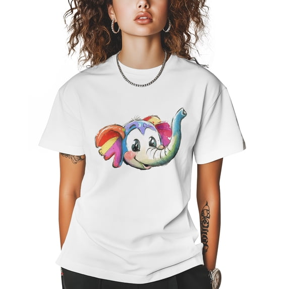 Cartoon Color T Shirts for Women Short Sleeve Cotton Crewneck T-Shirt ...