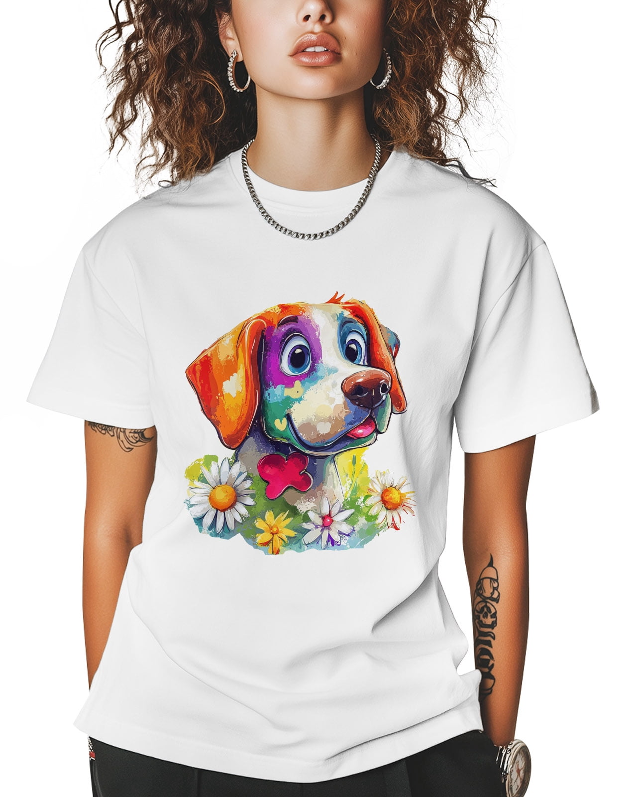 Cartoon Color T Shirts for Women Short Sleeve Cotton Crewneck T-Shirt ...