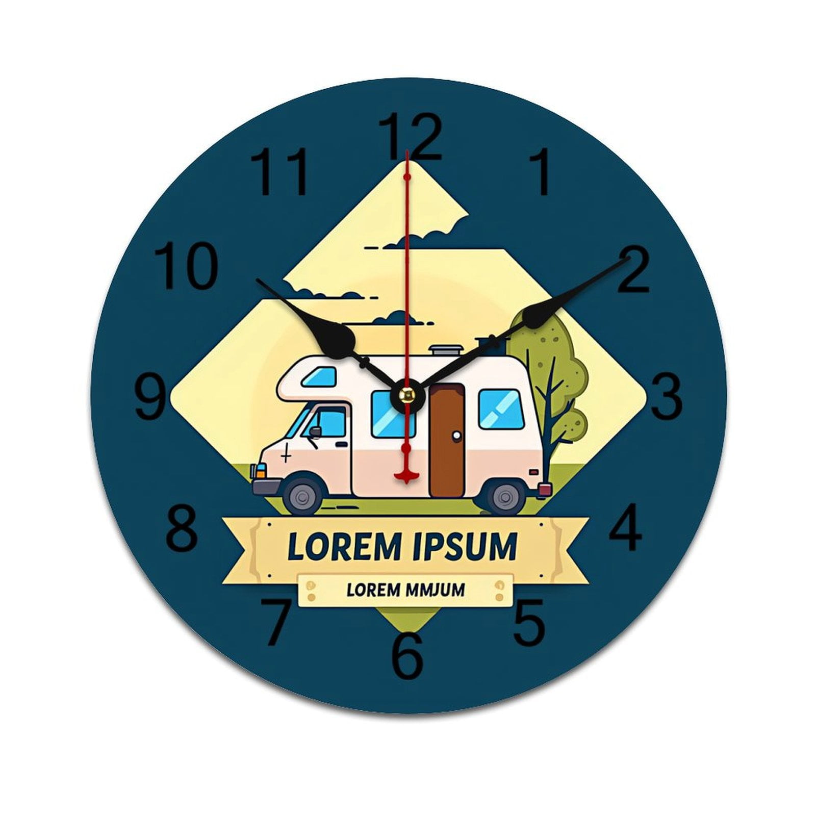 Cartoon Colorful Camper Vans Fire Trucks Bedroom Wall Clock Large ...