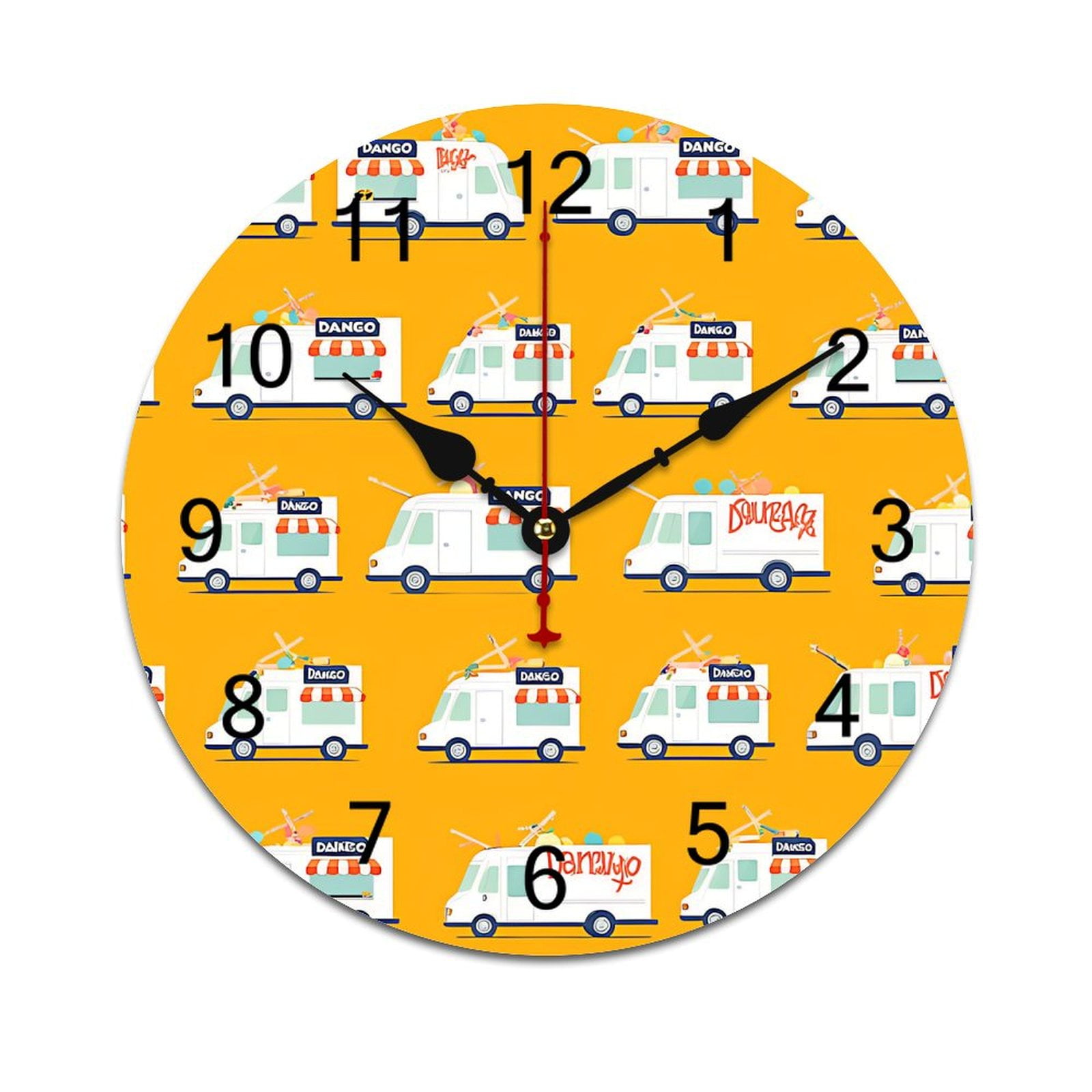 Cartoon Colorful Camper Vans Fire Trucks Bedroom Wall Clock Large ...