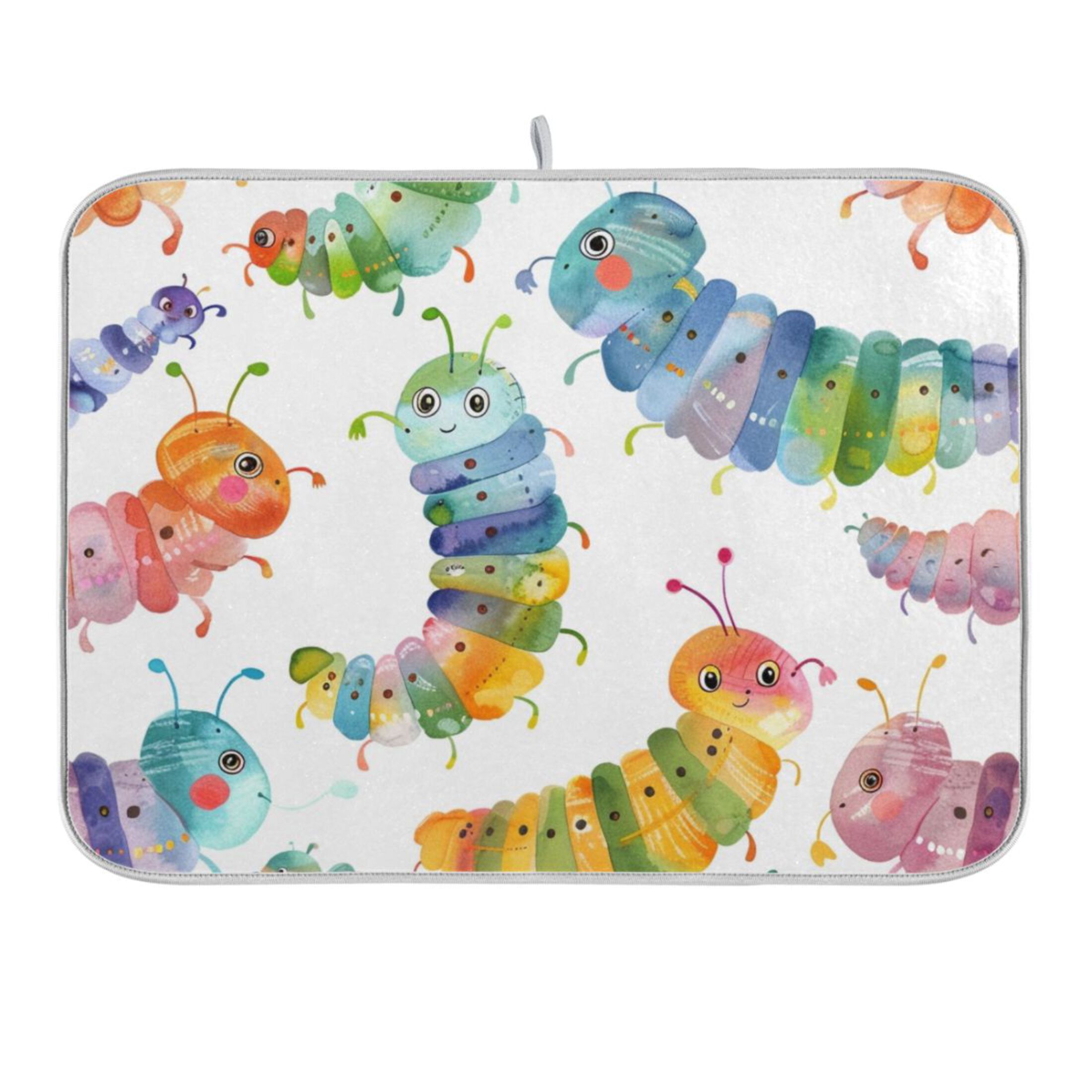 Cartoon Colorful Caterpillar Dish Drying Mat for Kitchen Counter 16x18 ...