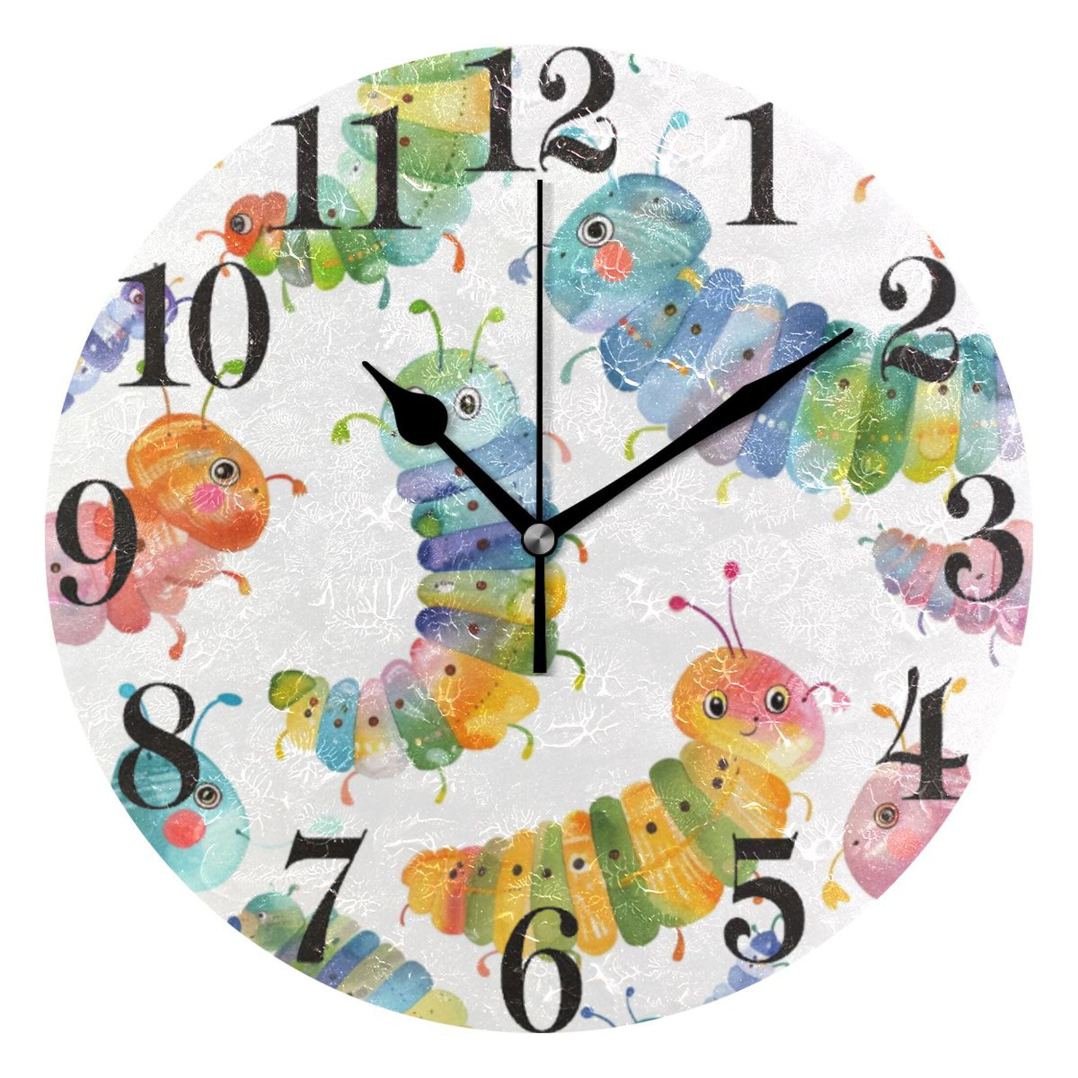 Cartoon Colorful Caterpillar Wall Clock 9.8 inch Battery Operated ...