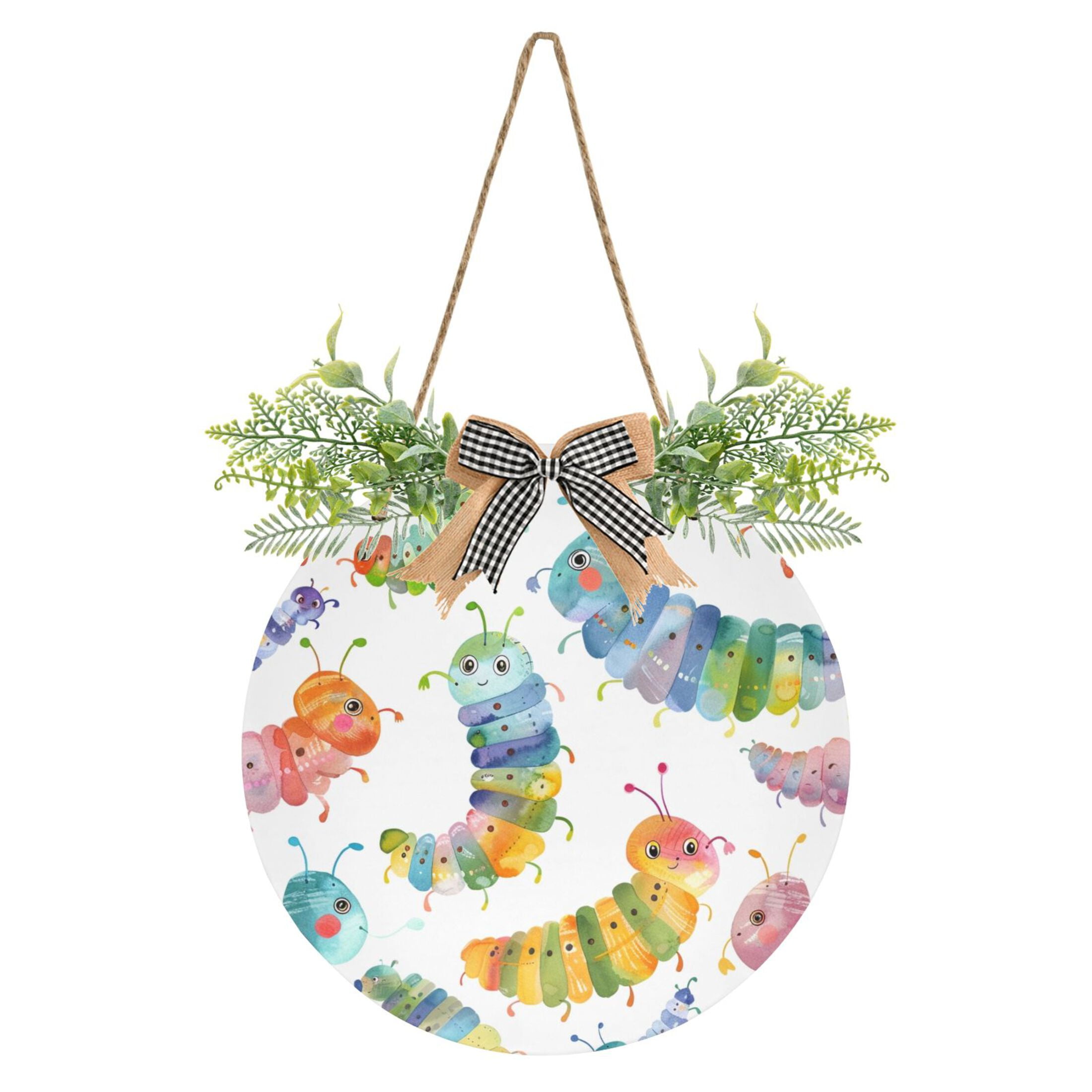 Cartoon Colorful Caterpillar Welcome Front Door Sign Round 12 inch ...