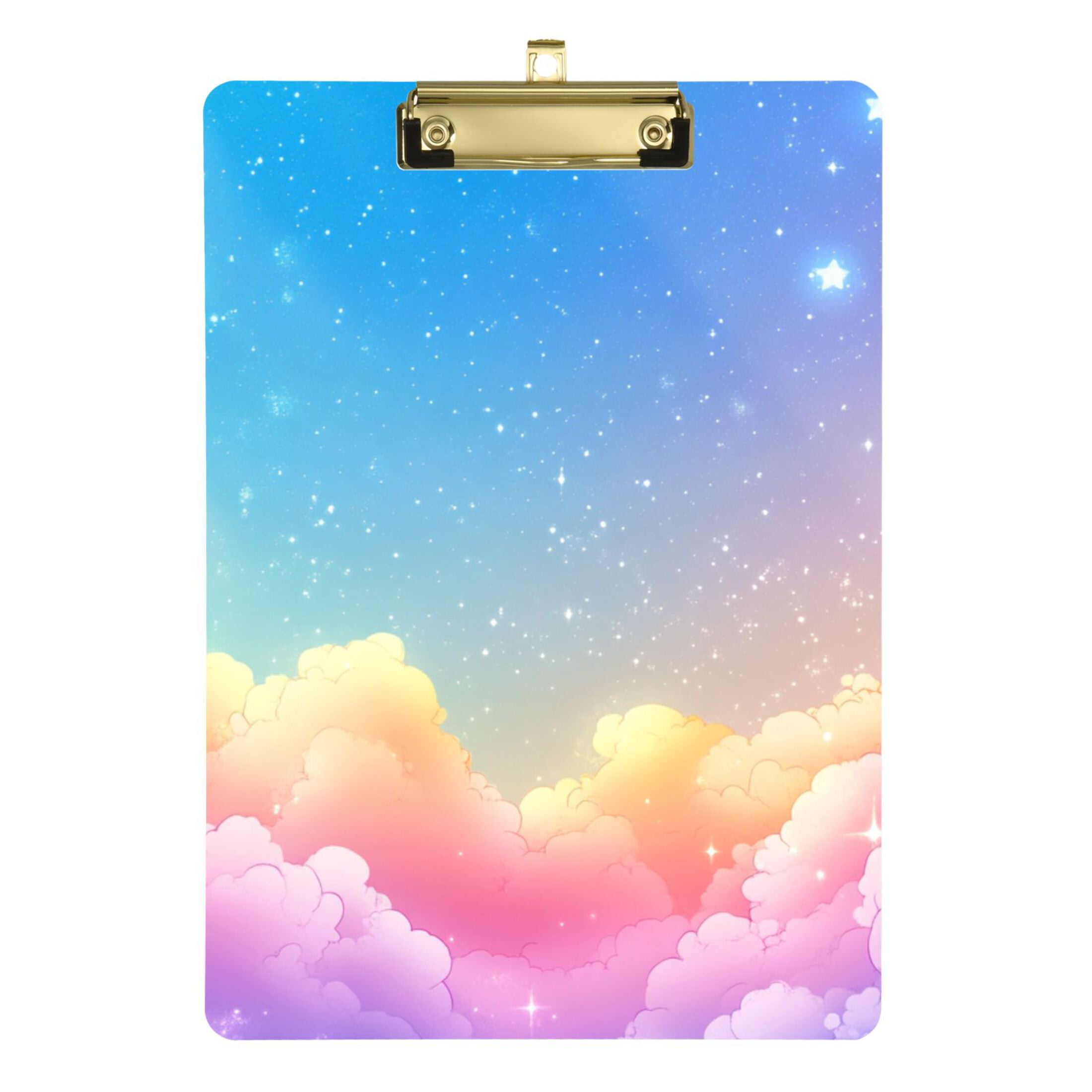 Cartoon Colorful Clouds Acrylic Clipboard with Gold Clip for Classroom ...