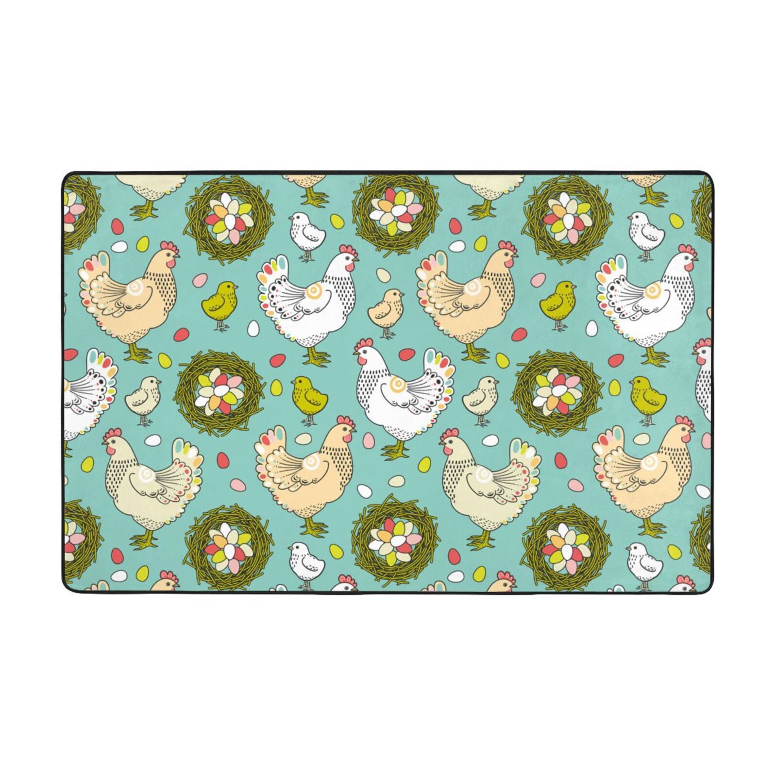 Cartoon Colorful Cute Chicken Indoor Door Mat, Bedroom Rug & Carpets ...