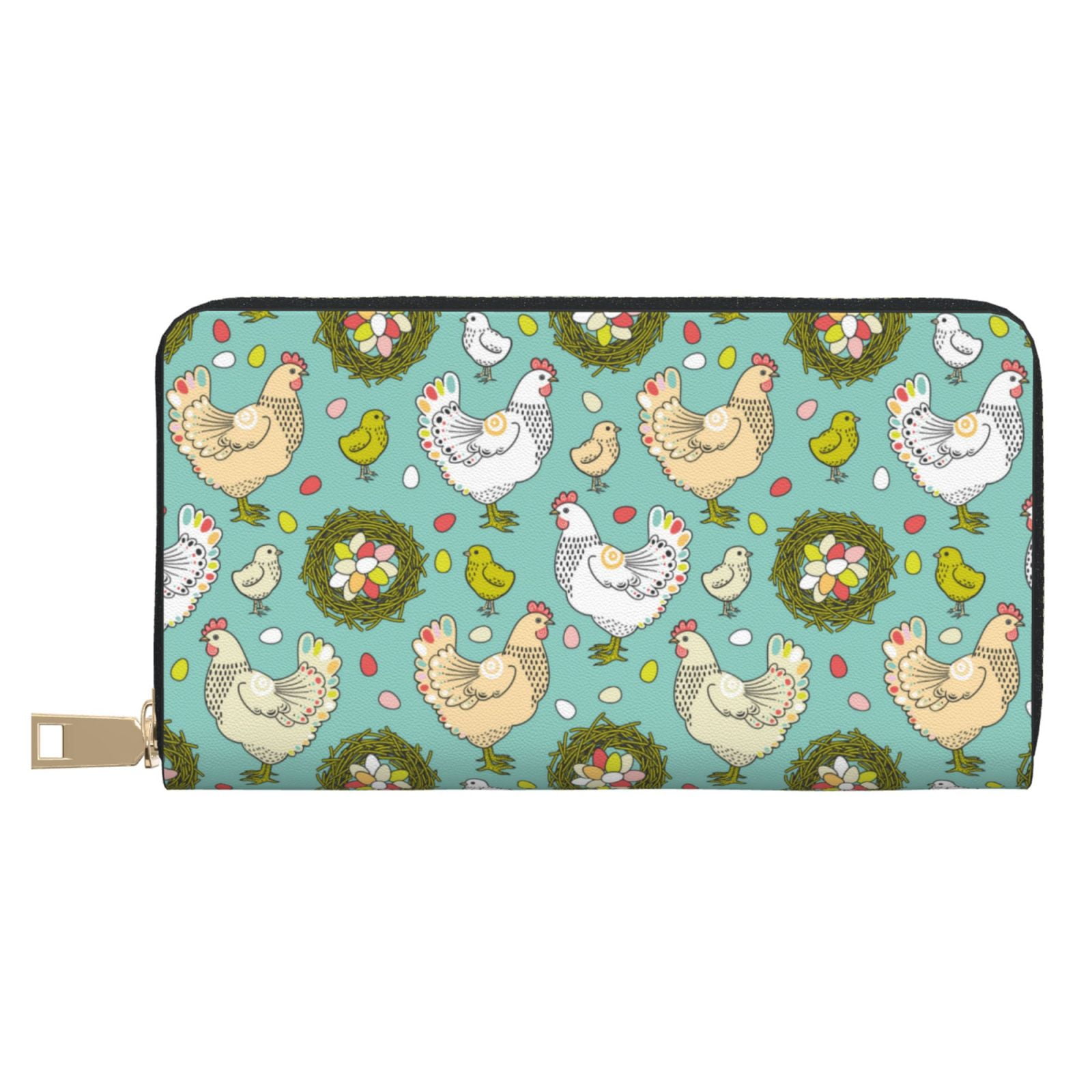 Cartoon Colorful Cute Chicken Wallet Women, Leather Bifold Multi Card ...